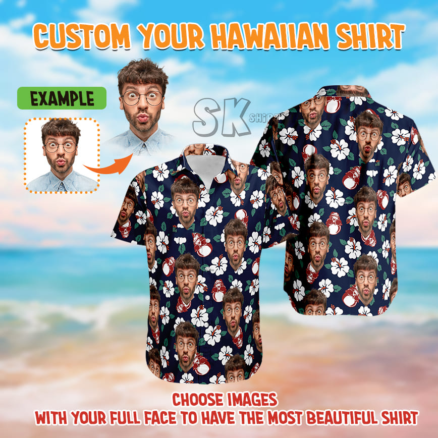 Custom Hawaiian Shirt with Face – Surprise Expression, Bold Style