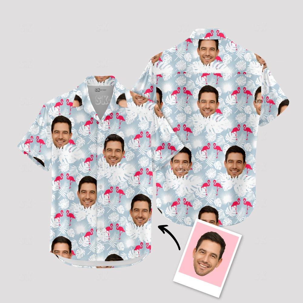 Custom Flamingo Aloha Shirt with Multiple Faces – Fun Tropical Vibes