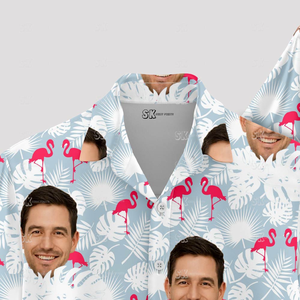 Custom Flamingo Aloha Shirt with Multiple Faces – Fun Tropical Vibes